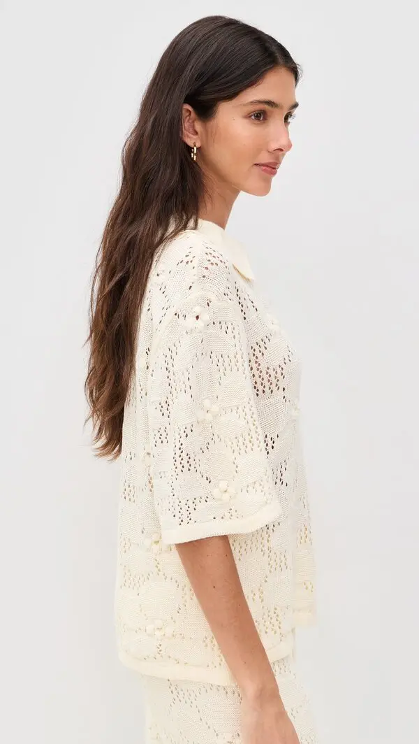 DRESS TO Floral Crochet Shirt