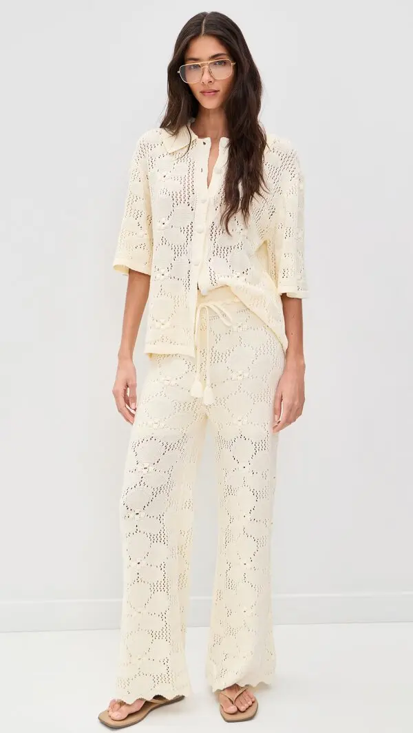 DRESS TO Floral Crochet Shirt