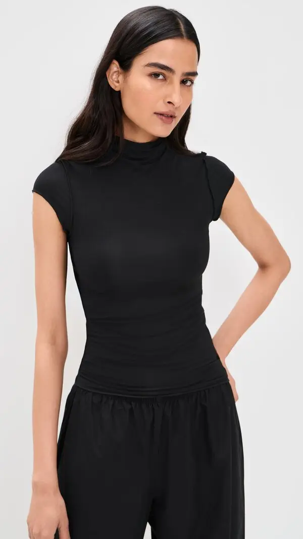 THE LINE BY K Reese Mock Neck Top - Black
