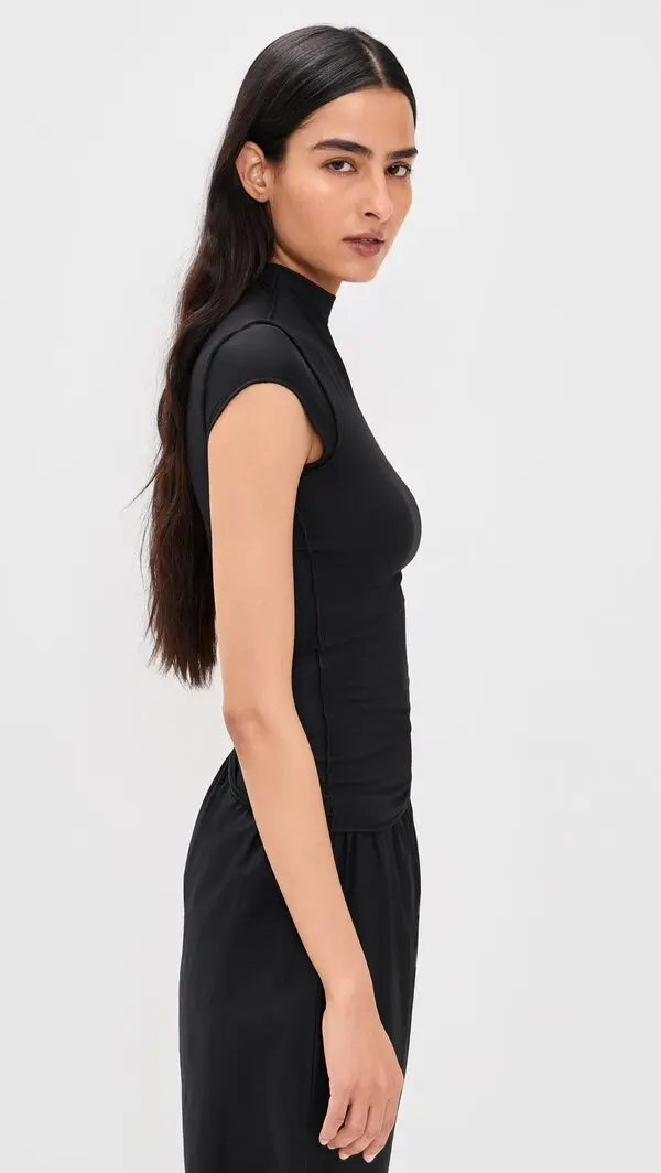 THE LINE BY K Reese Mock Neck Top - Black
