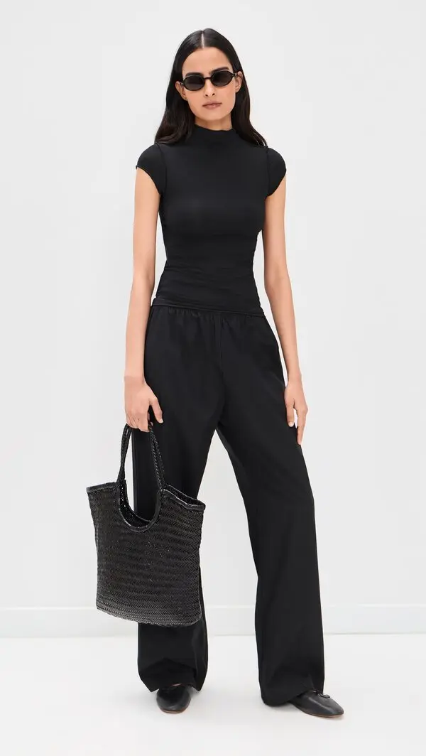 THE LINE BY K Reese Mock Neck Top - Black