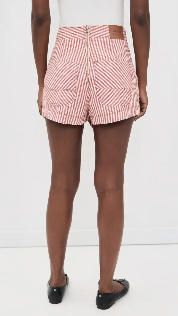 DRESS TO Striped Twill Shorts