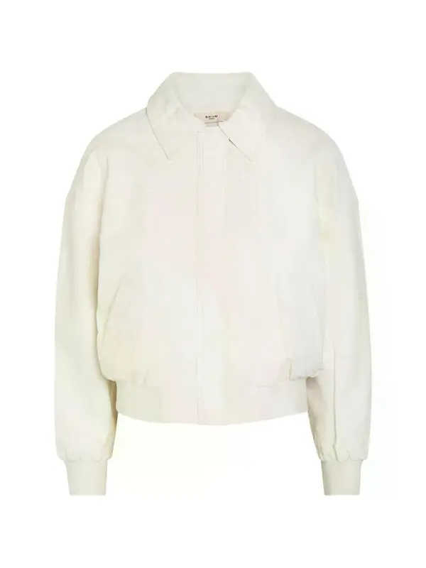 SKIIM Boxy Leather Bomber Jacket - Neutrals