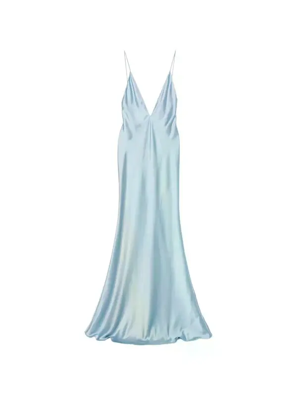 THE NEW ARRIVALS ILKYAZ OZEL Claudie Feather Maxi Dress - Blue