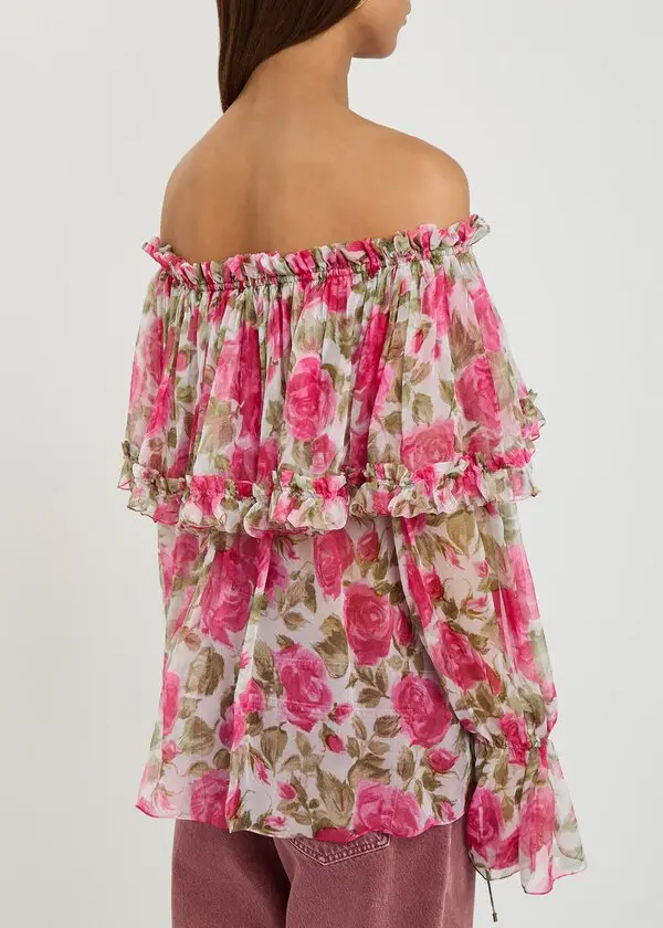 Chloé Floral-print Silk Top - Pink