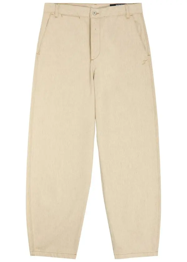 Jacquemus Le De-nimes Paysan Wide-leg Cotton-blend Trousers - Beige