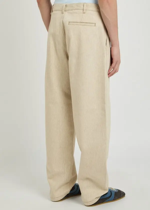 Jacquemus Le De-nimes Paysan Wide-leg Cotton-blend Trousers - Beige
