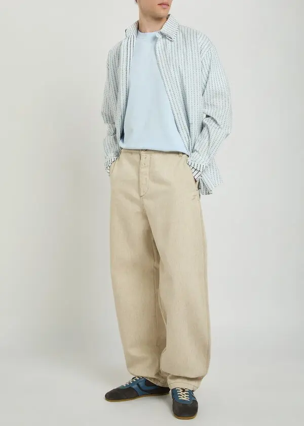 Jacquemus Le De-nimes Paysan Wide-leg Cotton-blend Trousers - Beige