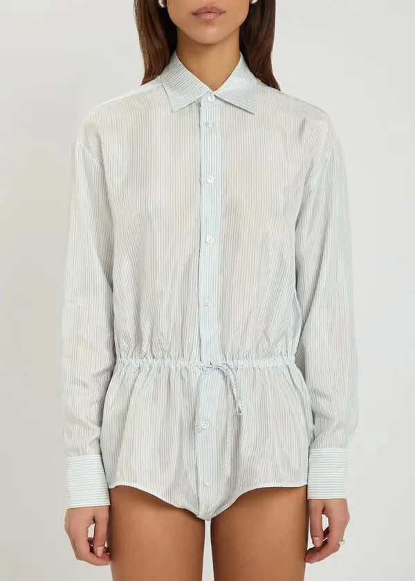 BETTTER Striped Satin Bodysuit