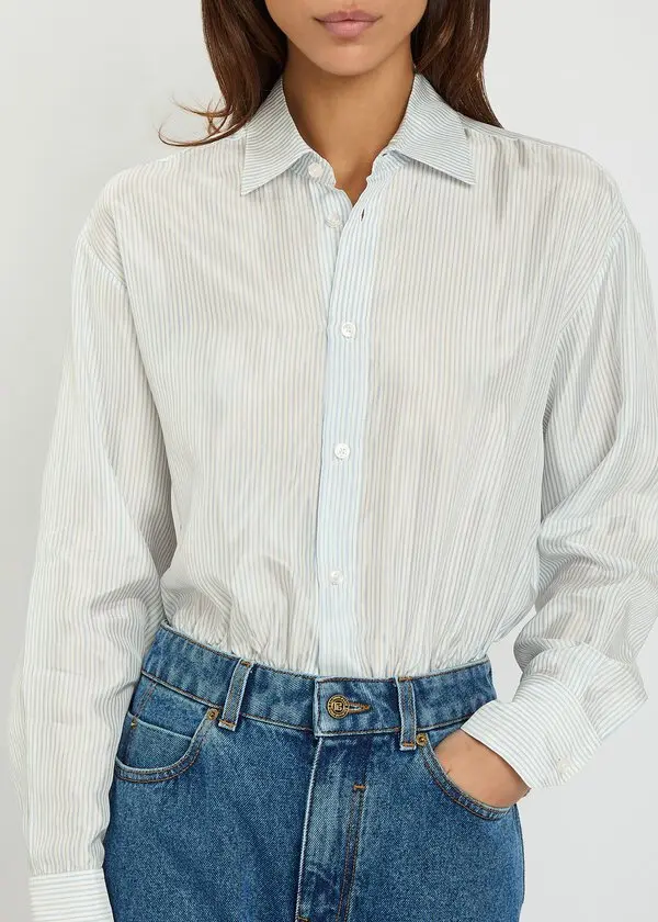 BETTTER Striped Satin Bodysuit