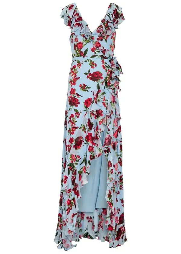 Alice + Olivia Kristen Ruffled Chiffon Maxi Dress - Multicoloured