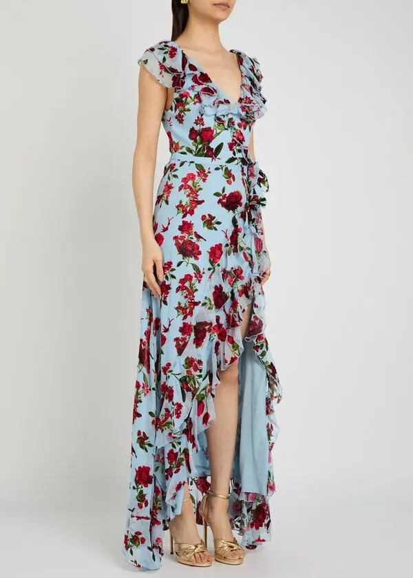 Alice + Olivia Kristen Ruffled Chiffon Maxi Dress - Multicoloured