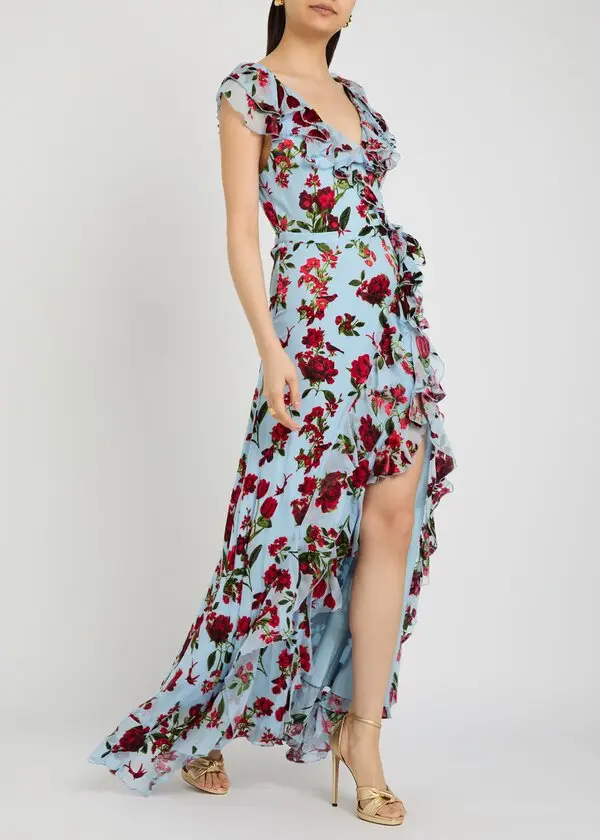 Alice + Olivia Kristen Ruffled Chiffon Maxi Dress - Multicoloured