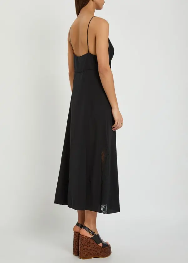 Chloé Lace-trimmed Silk Midi Dress