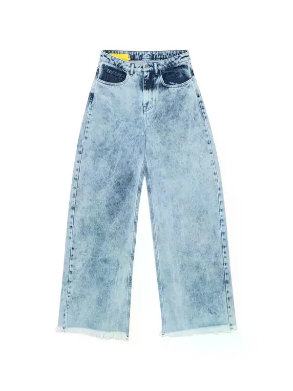 MARQUES' ALMEIDA Frayed Acid Wash Straight Leg Jeans - Blue
