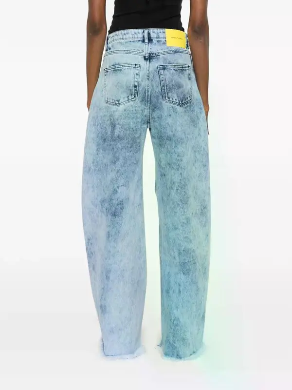 MARQUES' ALMEIDA Frayed Acid Wash Straight Leg Jeans - Blue