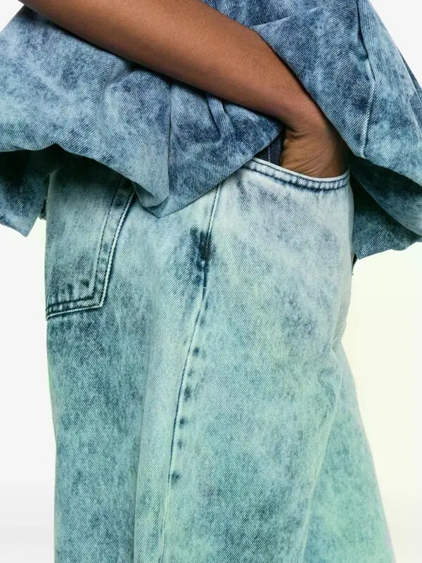 MARQUES' ALMEIDA Frayed Acid Wash Straight Leg Jeans - Blue