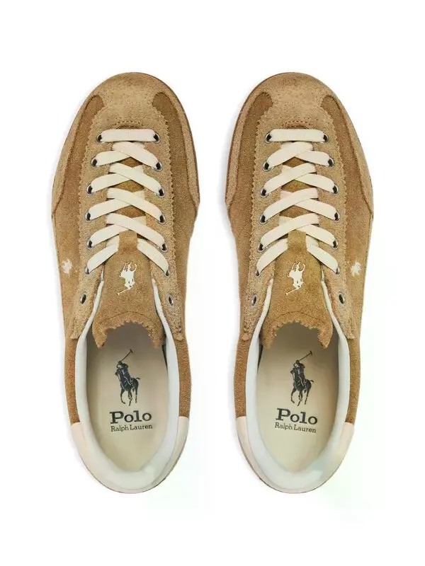 Polo Ralph Lauren Logo Embroidered Sneakers - Neutrals