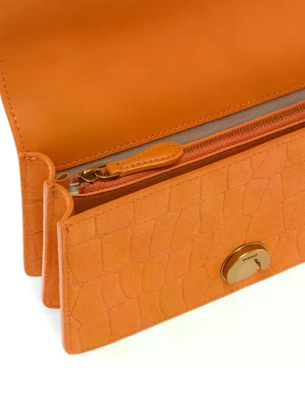 Pinko Mini Love Crocodile-print Leather Cross Body Bag - Orange