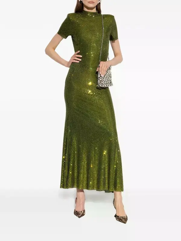 self portrait green rhinestone dress Self-Portrait Embellished Maxi - - 10% Off Status_F25