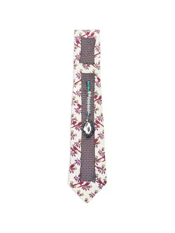 A.N.G.E.L.O. VINTAGE CULT X Stefania Bertoni Customised Hermés Silk Tie - White