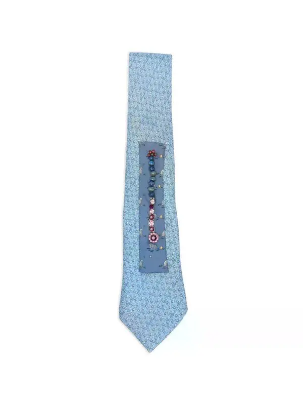 A.N.G.E.L.O. VINTAGE CULT Customised Hermés Silk Tie - Blue