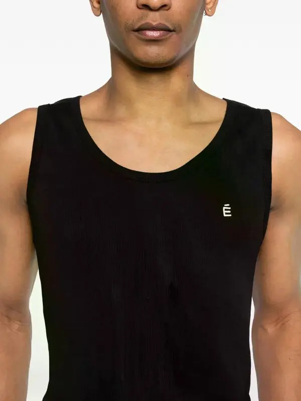Études Studio Embroidered Rib Tank Top - Black
