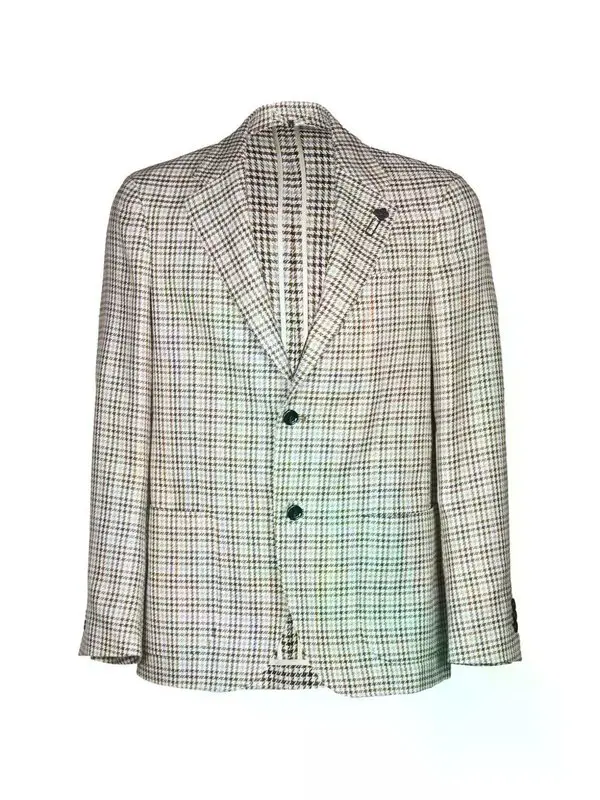 LARDINI Houndstooth Jacket - Neutrals