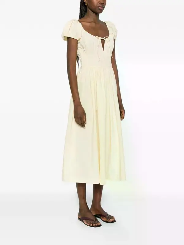 DÔEN Quinn Puff-sleeves Midi Dress - Yellow