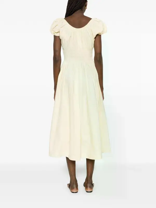 DÔEN Quinn Puff-sleeves Midi Dress - Yellow