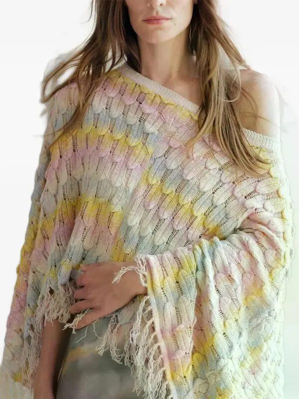 Le Superbe Gaban Fringed Poncho - Pink