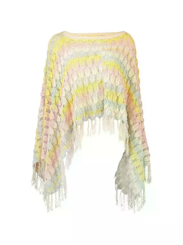 Le Superbe Gaban Fringed Poncho - Pink