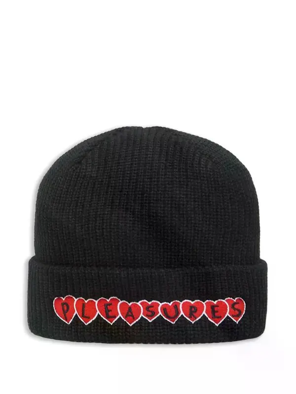 PLEASURES Hearts-motif Beanie - Black