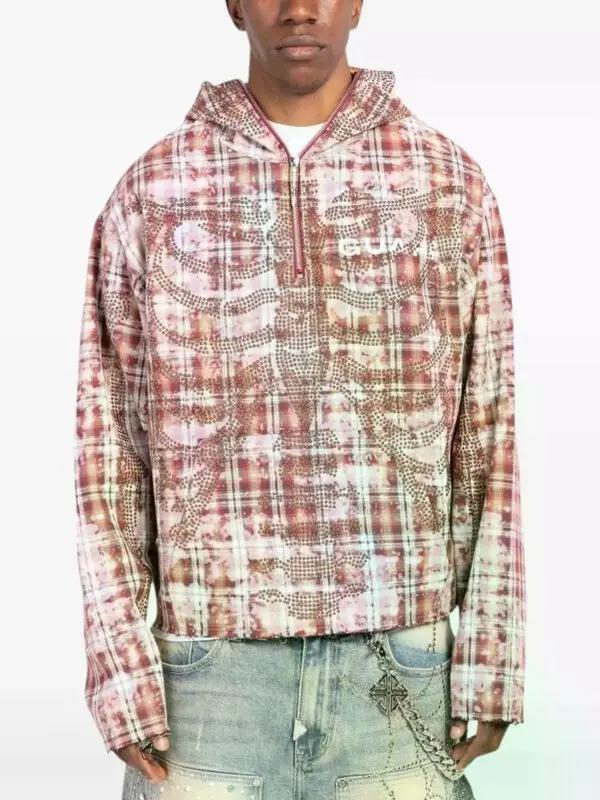 GUAPI Plaid Skeleton Stud Hoodie