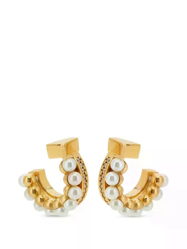 FERRAGAMO Studded Pearl-embellished Earrings - Gold