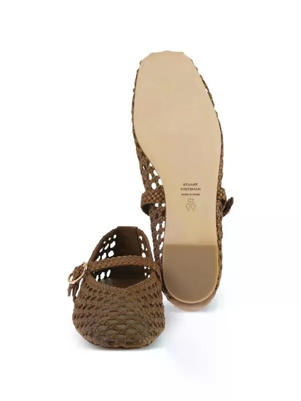 STUART WEITZMAN Prima Woven Leather Ballet Flats - Brown
