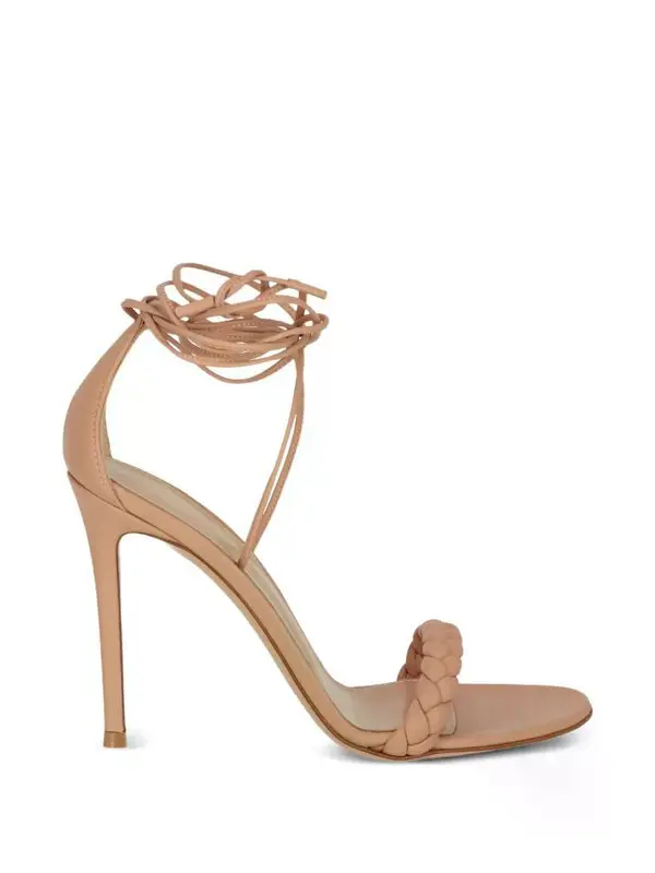 GIANVITO ROSSI Braided Strap Lace-up Sandals - Neutrals