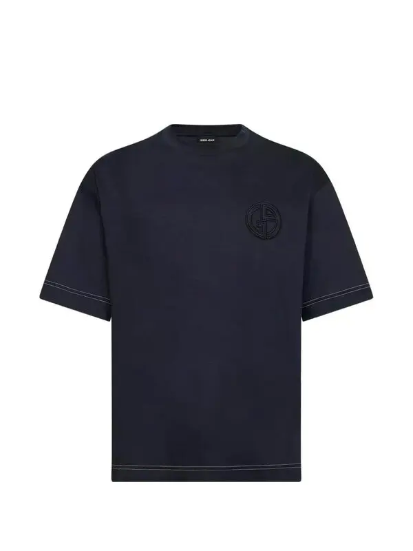 Giorgio Armani Logo-embroidered T-shirt - Blue