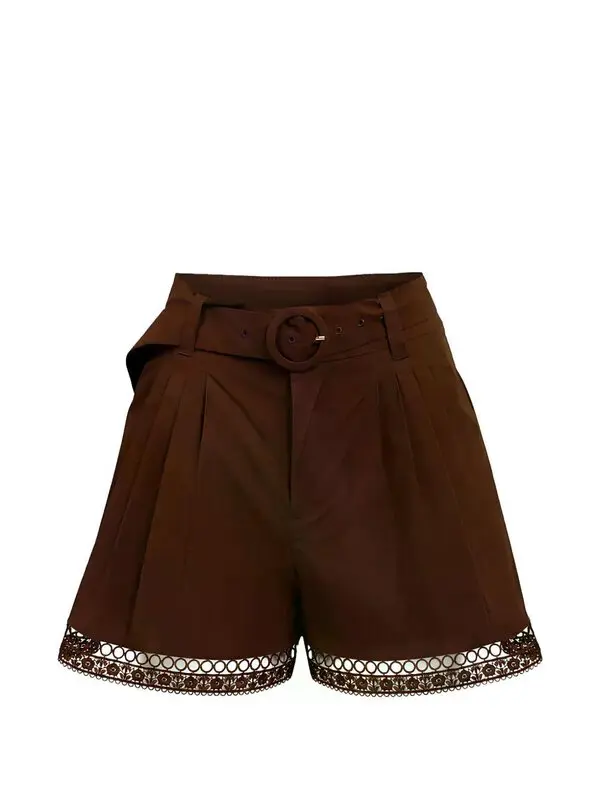 TWINSET Belt Lace Shorts - Brown