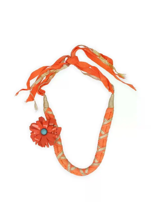 SHARRA PAGANO 1970-1980s Flower Pendant Necklace - Orange