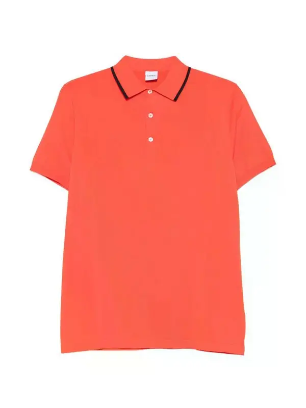 Aspesi Contrast-collar Knit Polo Shirt - Orange