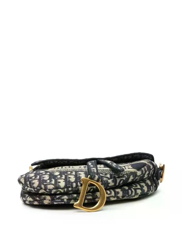 Dior 2019 Oblique Embroidered Canvas Saddle Bag - Blue