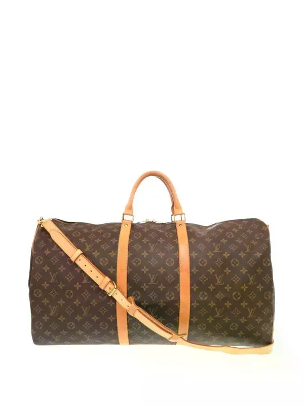 LOUIS VUITTON 1995 Monogram Keepall Bandouliere 60 Travel Bag - Brown