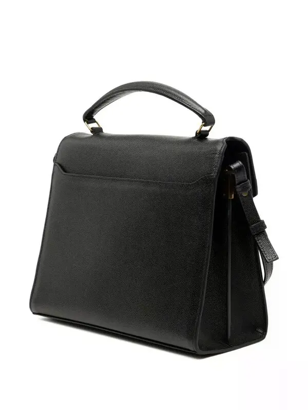 Saint Laurent 2019 Medium Grain De Poudre Classic Monogram Cassandra Top Handle Satchel - Black