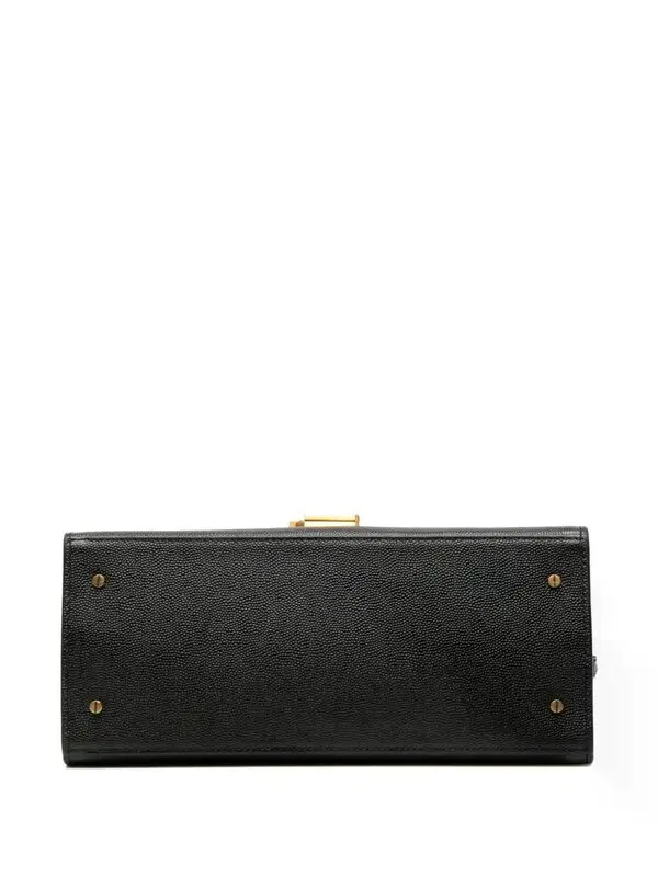 Saint Laurent 2019 Medium Grain De Poudre Classic Monogram Cassandra Top Handle Satchel - Black