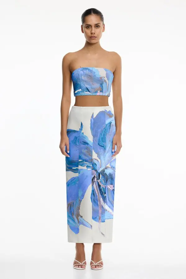Significant Other Printed Midi Skirt - Spliced Bloom