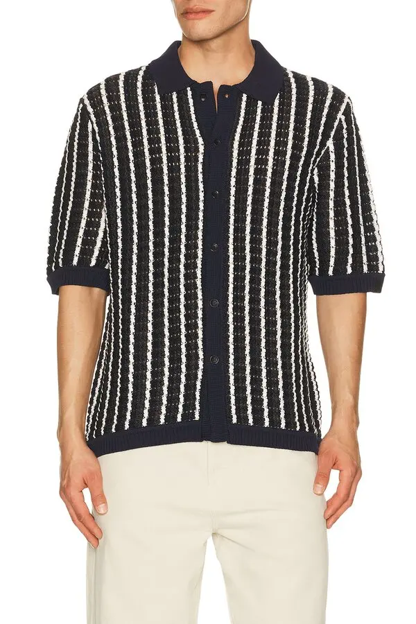 Rag & Bone Crochet Dalton Shirt In Navy - Navy Multi