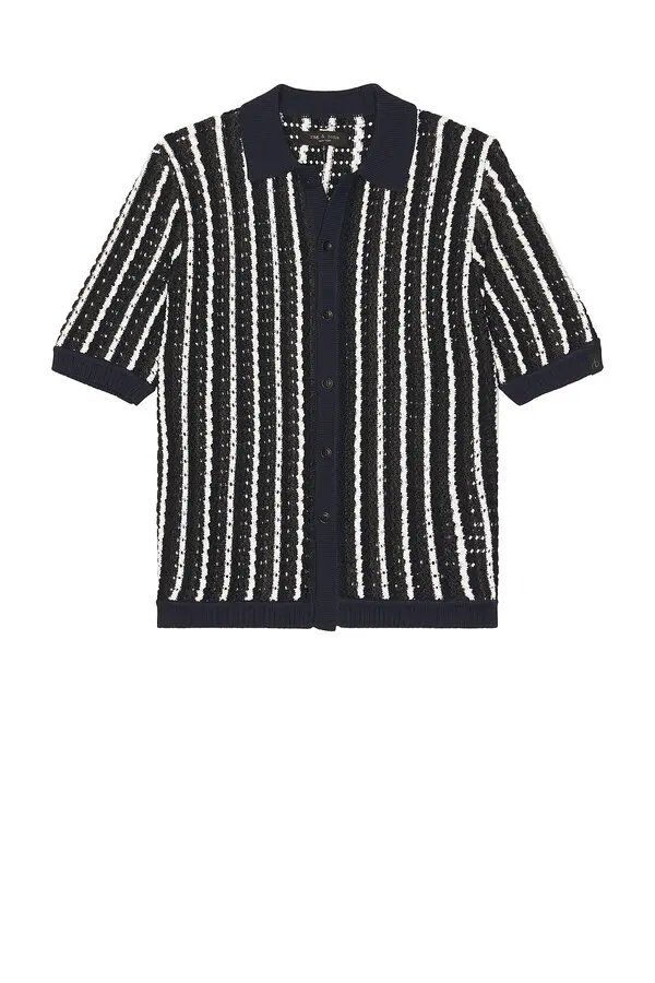 Rag & Bone Crochet Dalton Shirt In Navy - Navy Multi