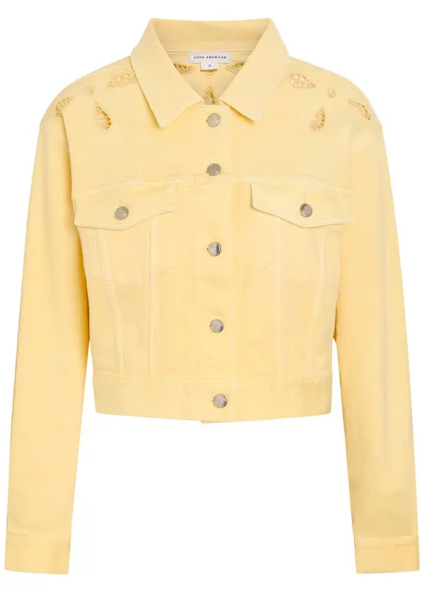 Good American Stretch-denim Cut-out Jacket