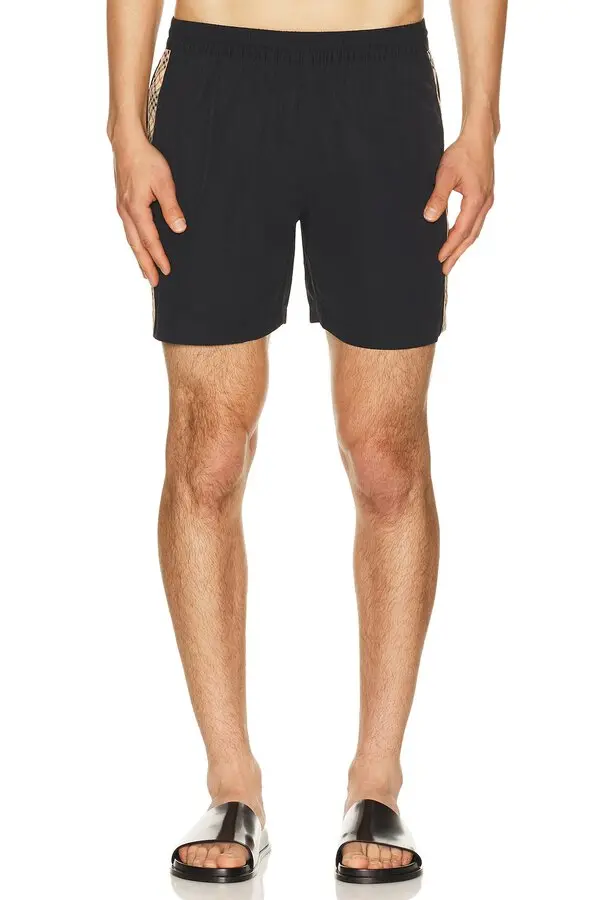 Burberry Check Tape Swim Shorts - Black